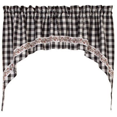 New Farmhouse BLACK WHITE BUFFALO CHECK BITTERSWEET BERRY VINE SWAGS ...