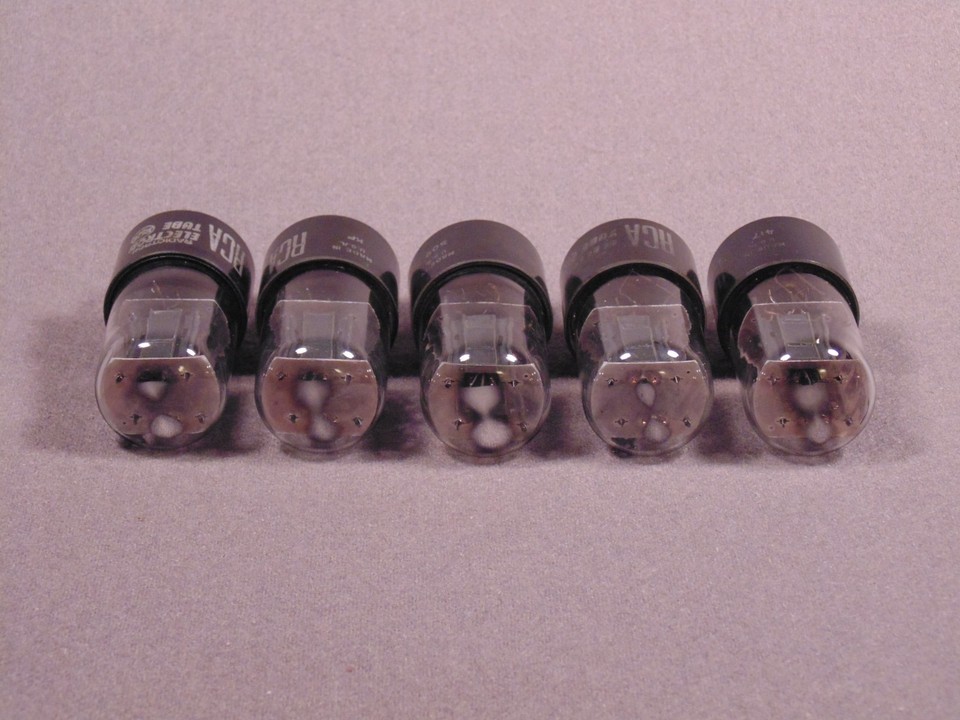 5 6SN7GT RCA Black Plate Large Base HiFi Radio Amp Vacuum Tubes Strong ...