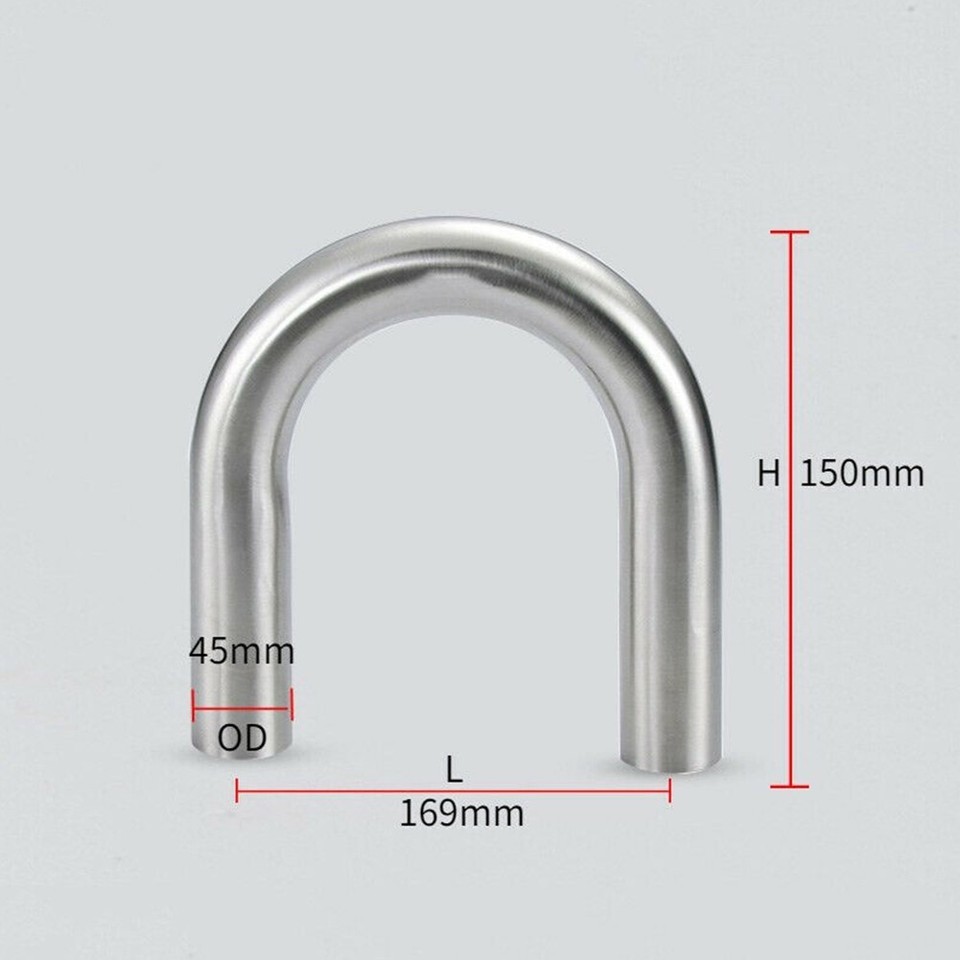 304 Stainless Steel U-shaped Pipe 51mm Silver 180 Degree Elbow 180 ...