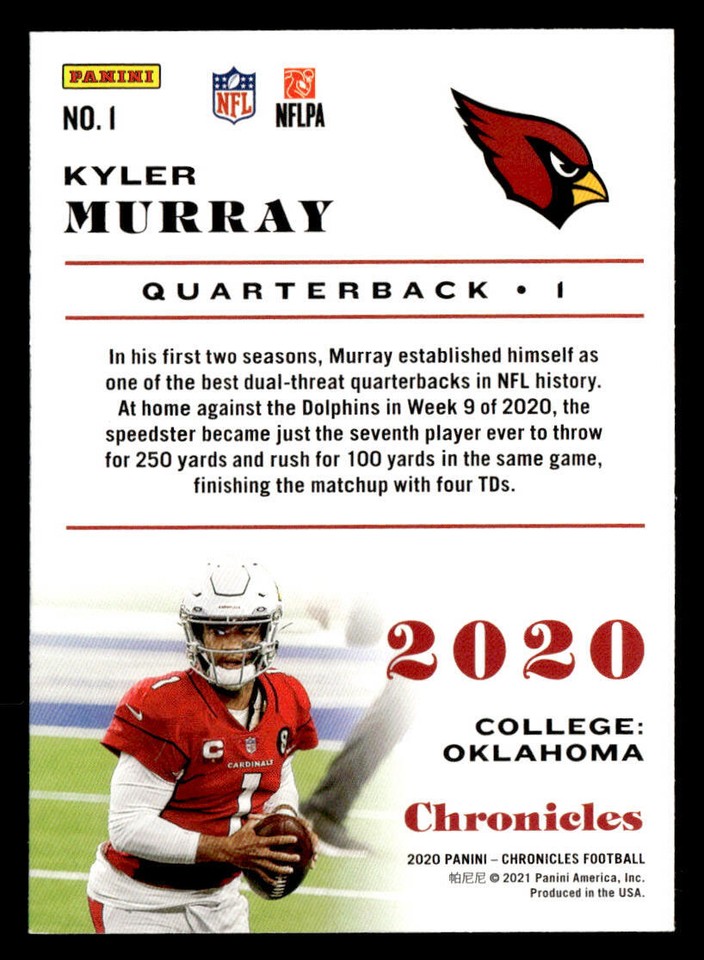 2020 Panini Chronicles #1 Kyler Murray card | eBay