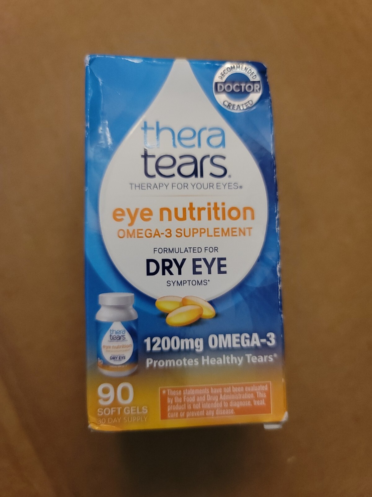 TheraTears Eye Nutrition 1200mg Omega-3 Supplement 90 Softgels Exp. 07/ ...