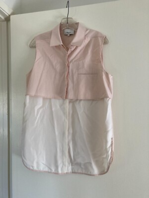 philip lim shirt, size 8, cotton and silk, pale pink and off-white | eBay