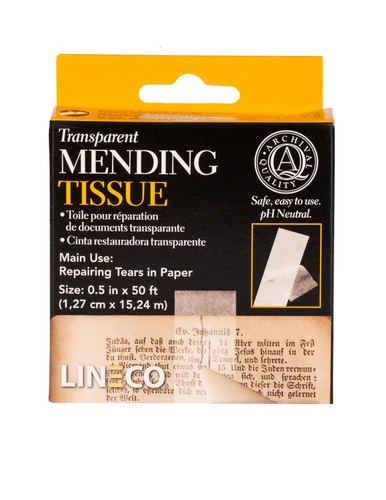 Lineco Transparent Mending Tissue Tape 1/2"x 600" (15m by 13mm) paper ...