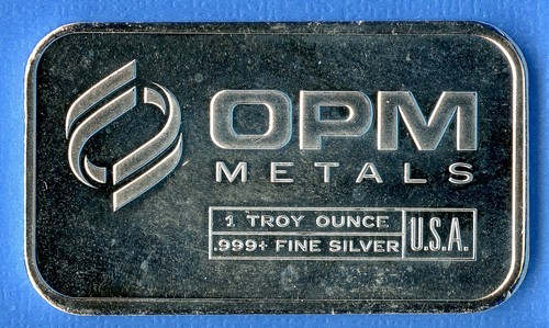 Silver Bar 1 oz .999+ Fine OPM #34 Ohio Precious Metals USA 1 Troy ...