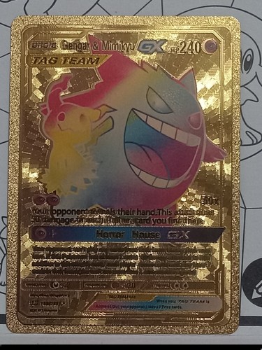 Pokemon Gold Foil Rainbow Gengar & Mimikyu GX Tag Team 🔥Fan Art 🔥 N/M ...