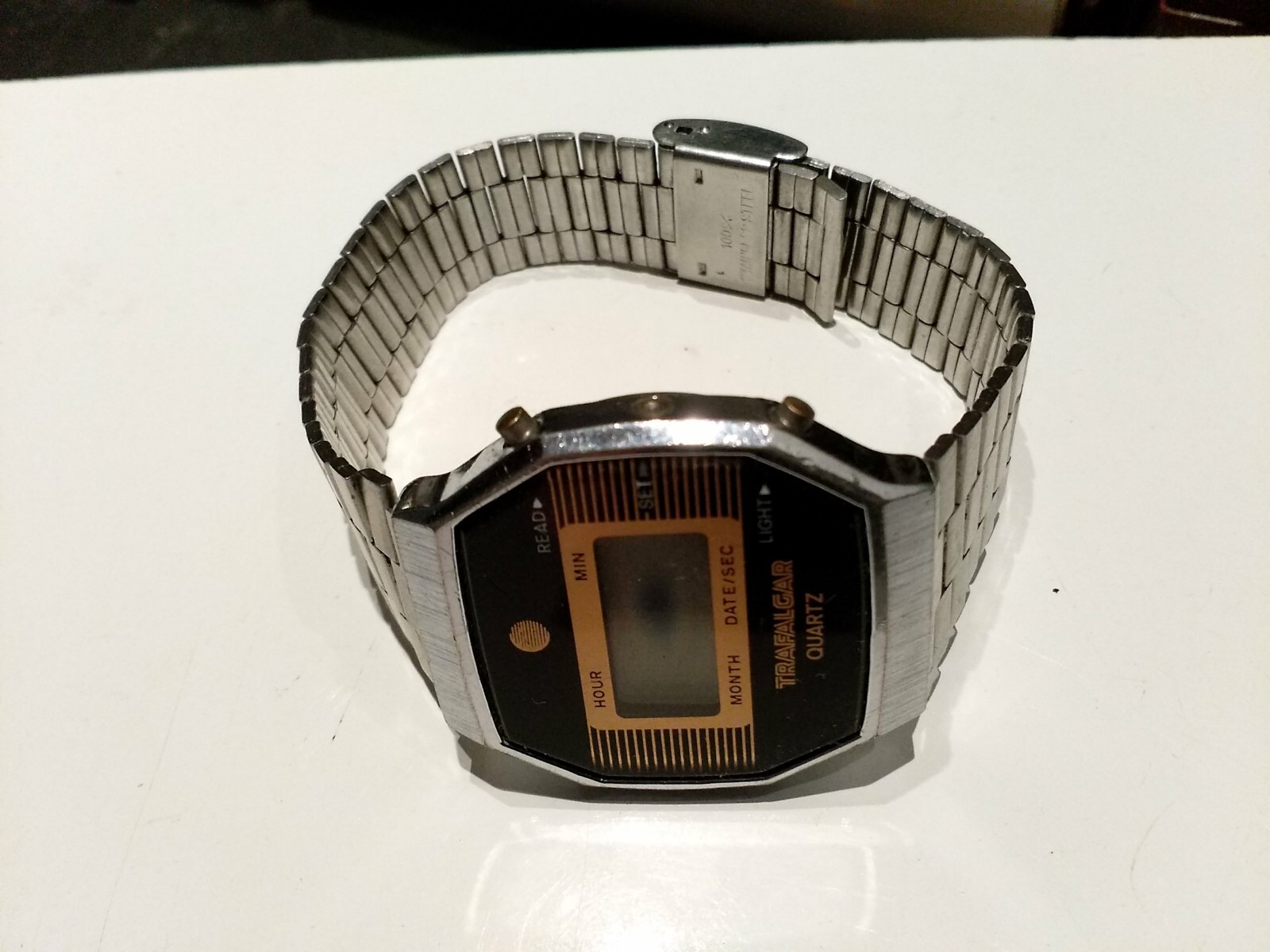 Vintage 1980s Trafalgar LCD Digital Chrome Gents Japan Made 37mm Watch ...
