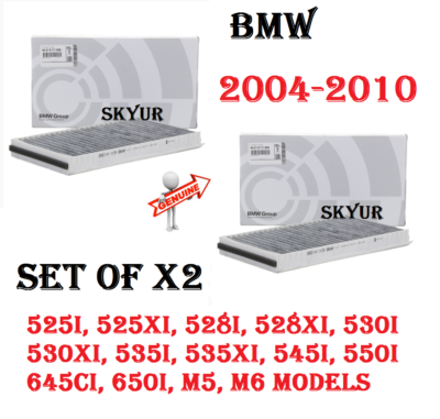 Cabin A/C Air Filter Microfilter Set of 2 For BMW E60 E63 E64 M5 M6 ...