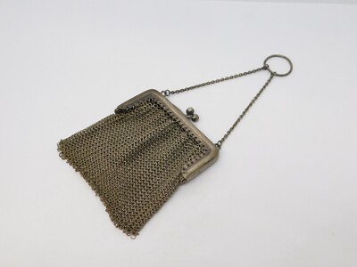 Silver Plated EPNS Chain Mail Ladies Coin Purse Antique c1920 Art Deco ...