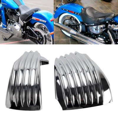 For Harley Softail Street Bob FXBB/S FXLR S/ST Chrome Ribbed Battery ...