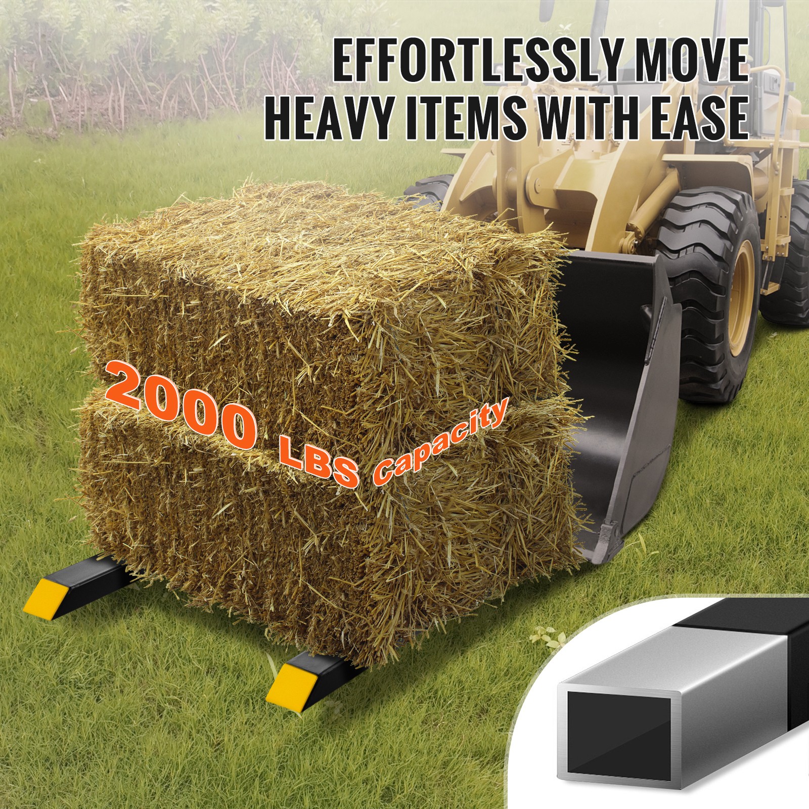 Uimoso Clamp on Pallet Forks 2000lbs Tractor Forks 60" Heavy Duty ...