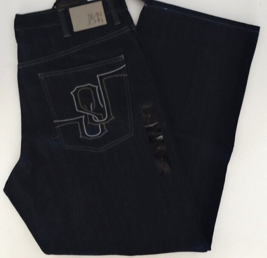 NEW MENS VINTAGE SEAN JOHN LOOSE FIT DARK WASH DENIM JEANS STRAIGHT LEG ...