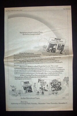Poco From The Inside / Carnegie Hall NY Concert 1971 Poster Type Advert ...