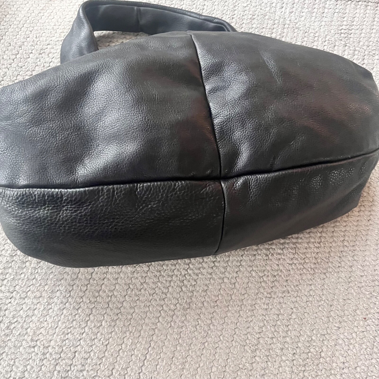 Sequoia Black Leather Buttery Soft Double Handle Shoulder Bag Silver ...