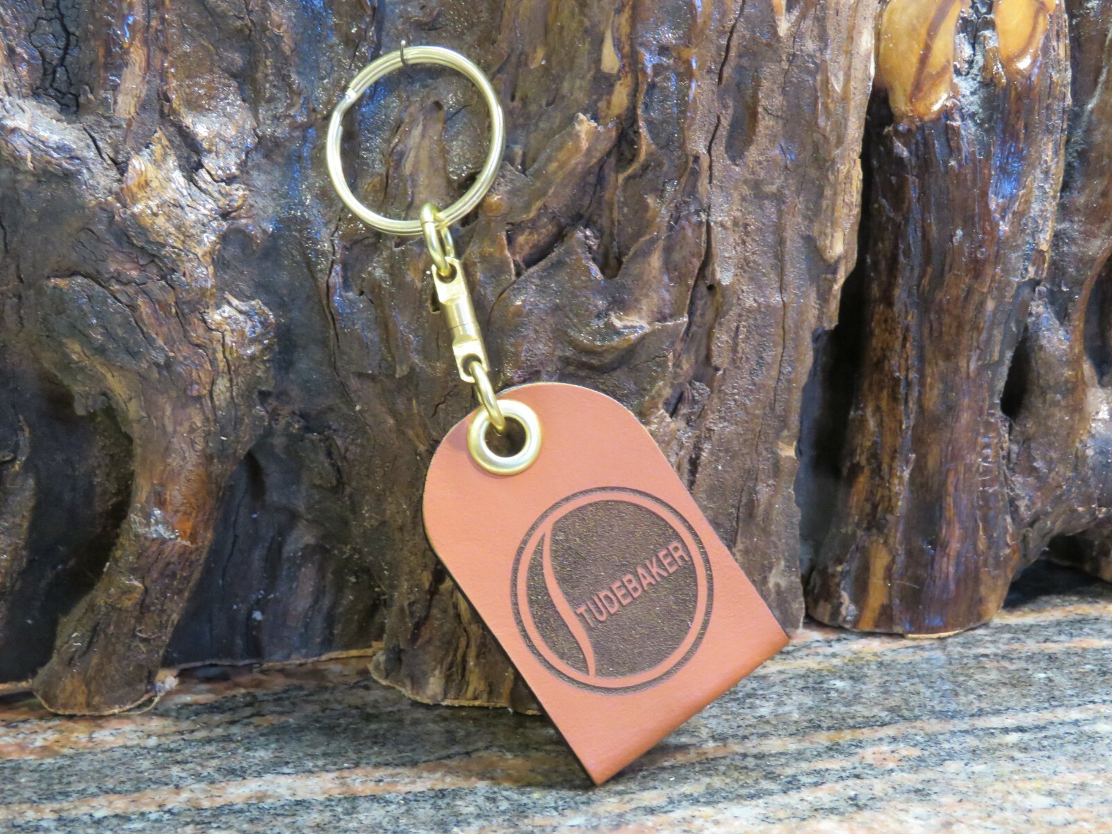 STUDEBAKER key chain DOUBLE SIDED Genuine leather key ring 2055 | eBay