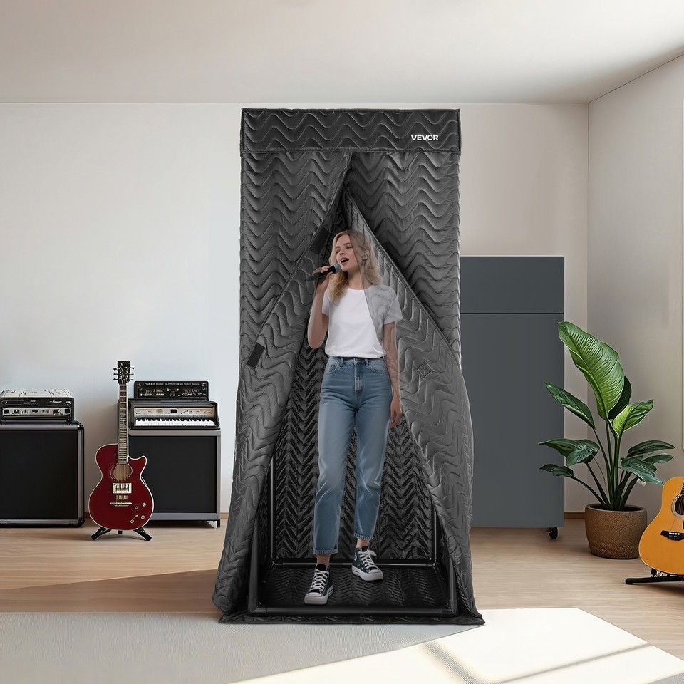 VEVOR 6.56ft Portable Vocal Booth Recording Booth with Travel Bag for ...