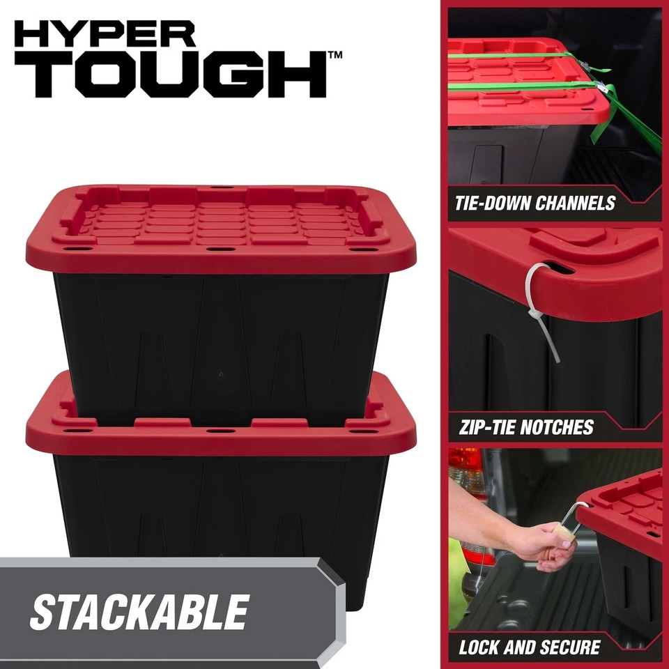 (2 pack) Hyper Tough Small Storage Bin, 12 Gallon Storage Container | eBay