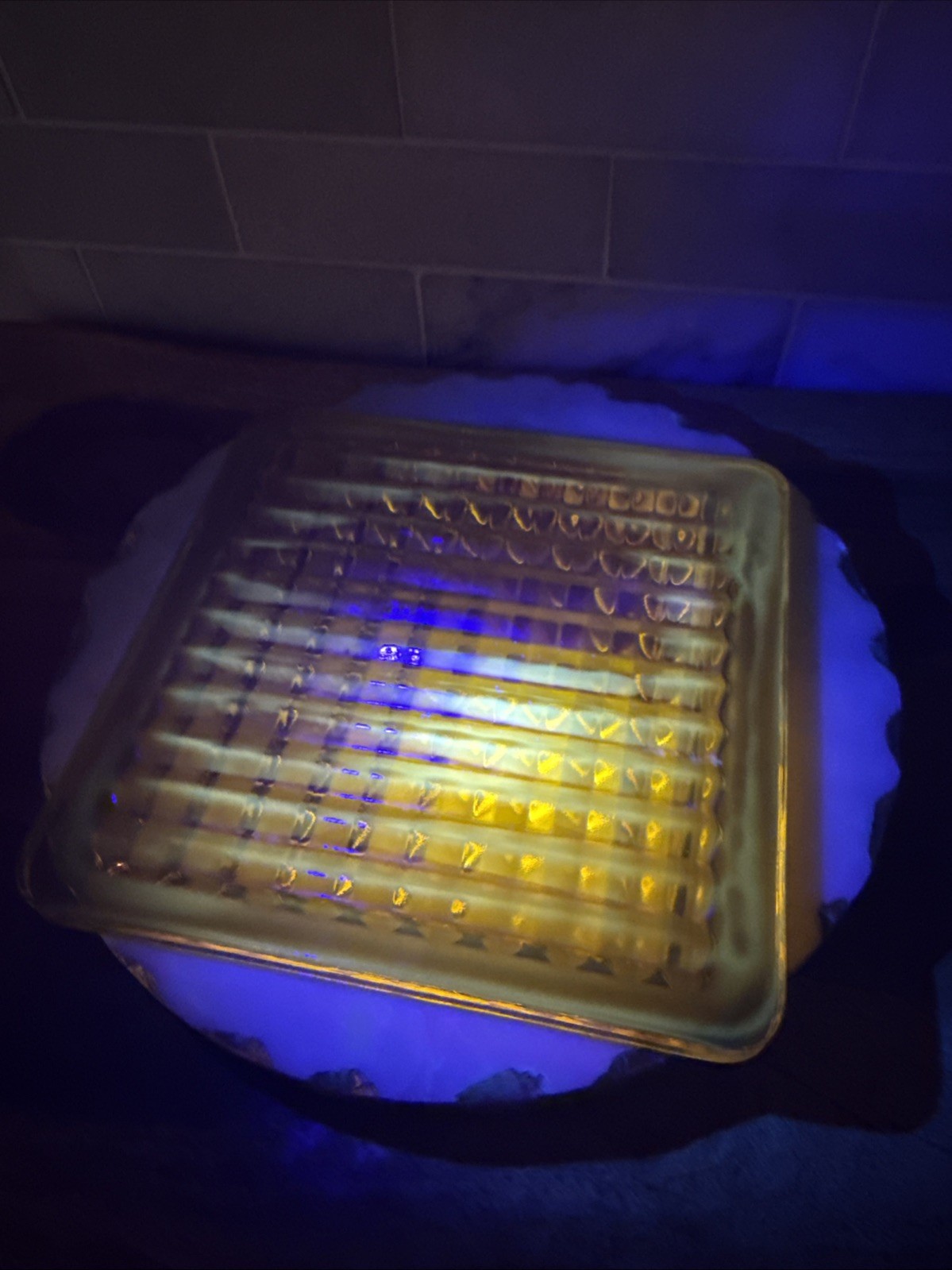 Vintage Golden Yellow Amber Glass Square Trivet Lid Glows A Little W ...