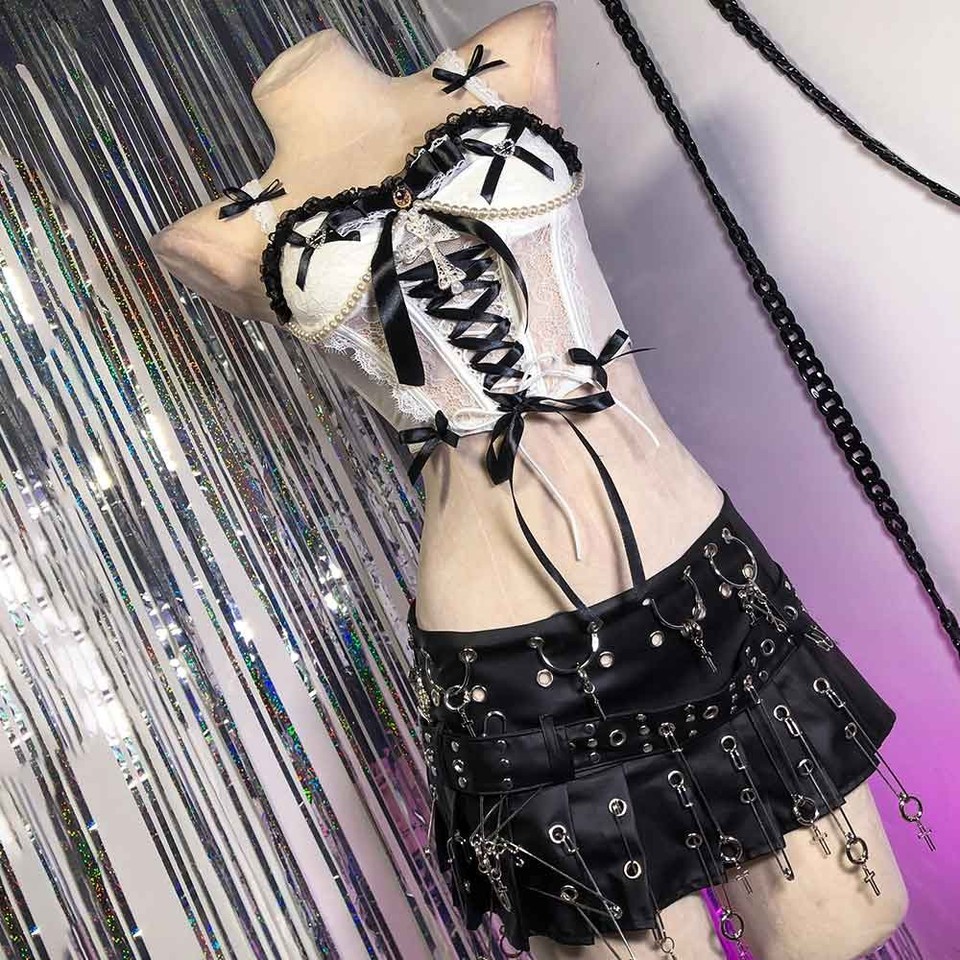 Punk Rock DIY 90s Y2K TOPS Tanks Gothic Goth Harajuku Emo Trendy E ...