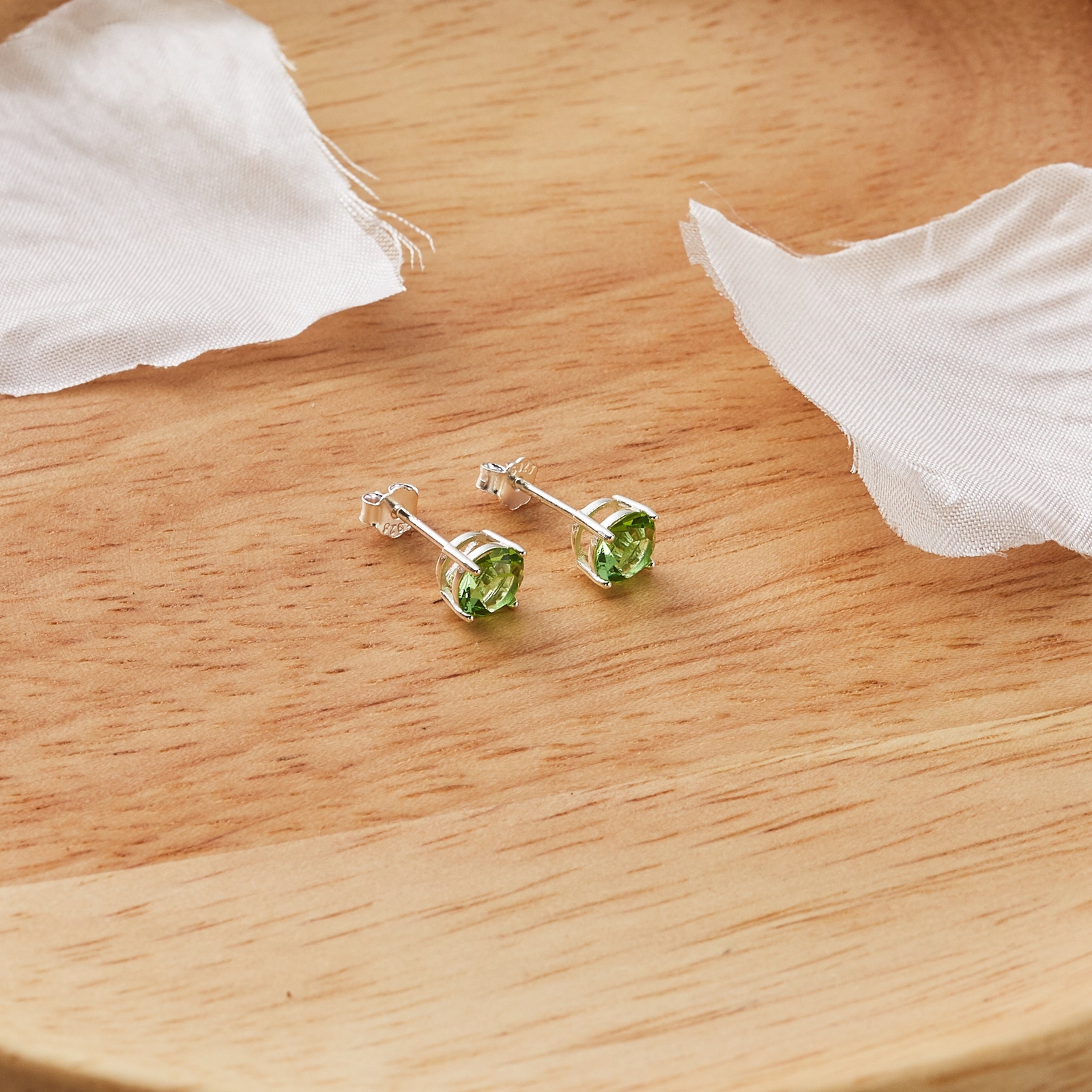 Sterling Silver Light Green Earrings Created with Zircondia® Crystals ...
