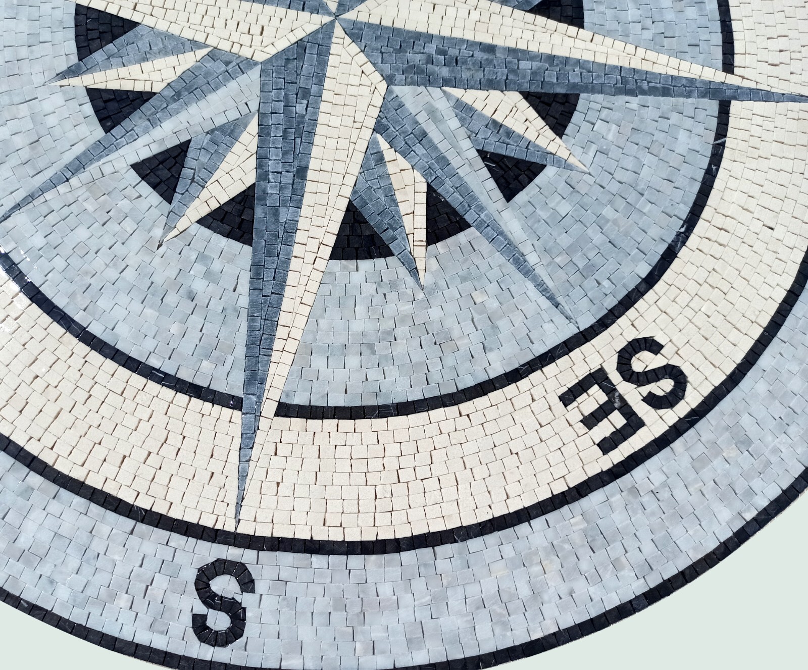 Handmade Light Grey Compass Rose Mosaic Medallion | eBay