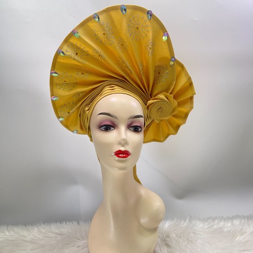 New Auto Gele Fabric Headtie Hats Ready To African Aso Oke Wear Scarf ...