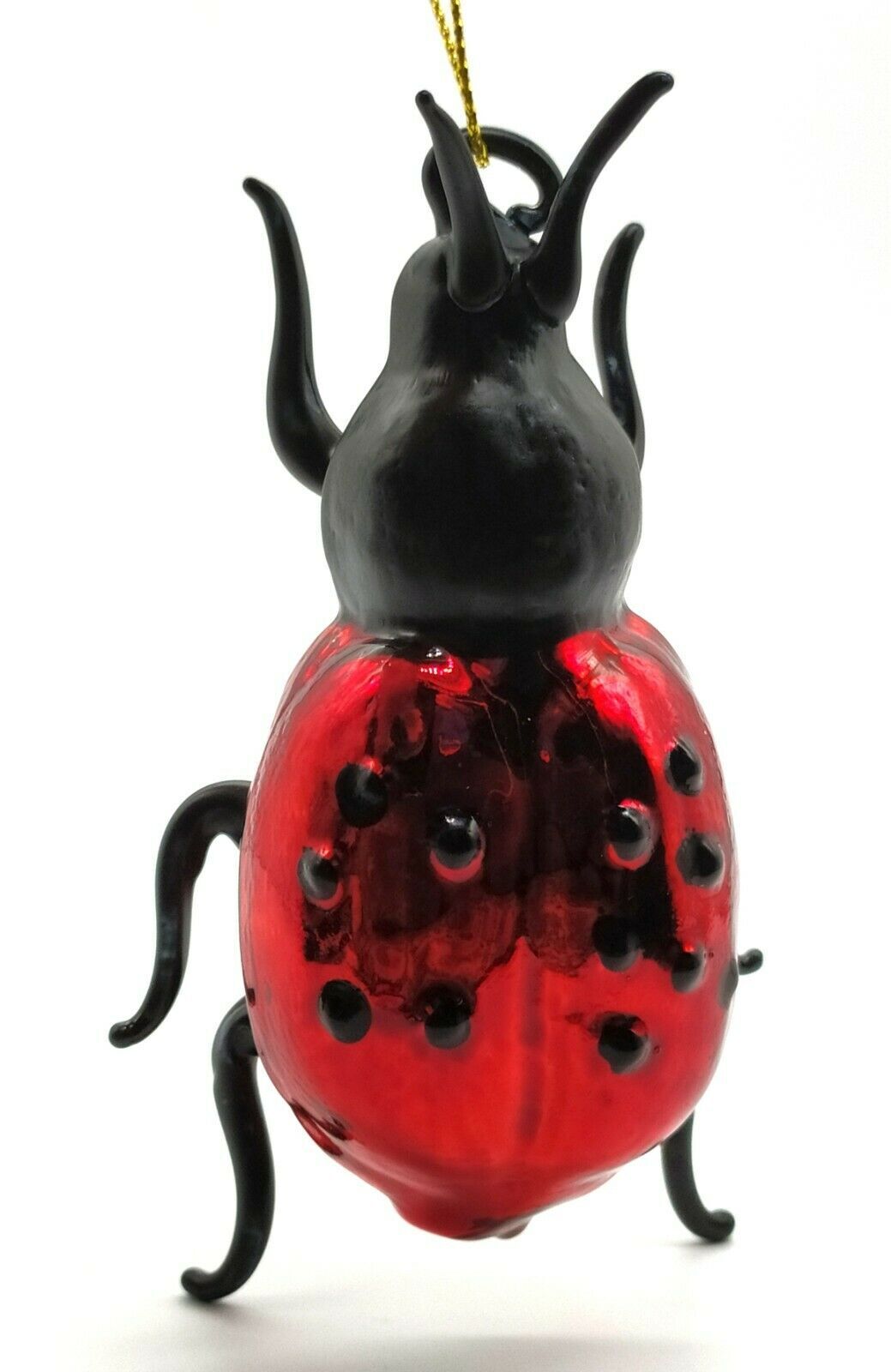 A149 Glass Red Black Beatle Ladybug Christmas Tree Ornament Decoration ...