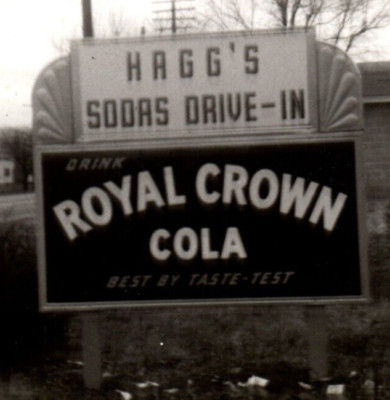 C.1950 INDIANA HAGG'S SODAS DRIVE IN RC ROYAL CROWN COLA LARGE AD SIGN ...