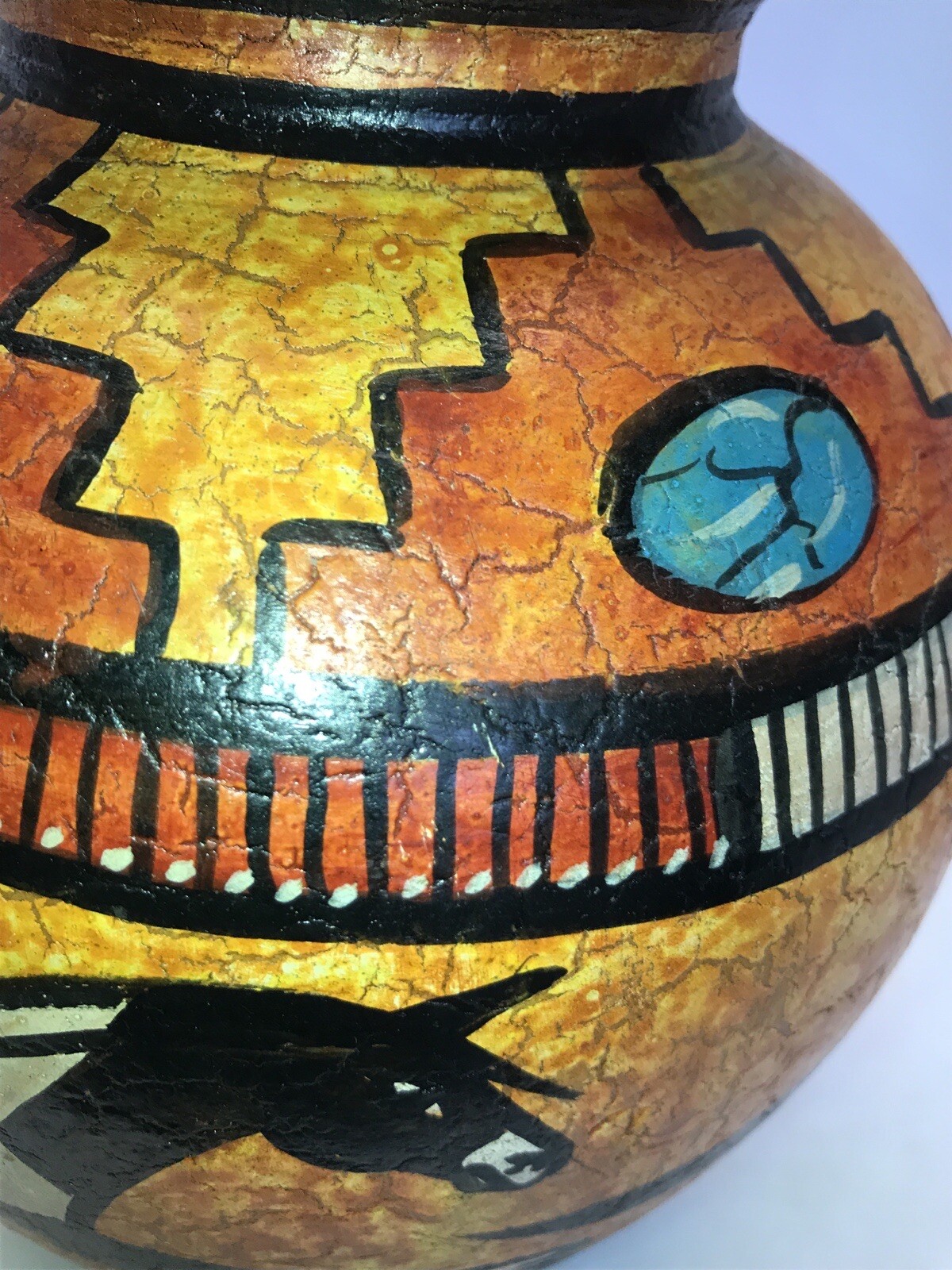 SOLIS OLLIN Mexico Pottery Vase Cave Art Design Wild Horses Earthtone ...