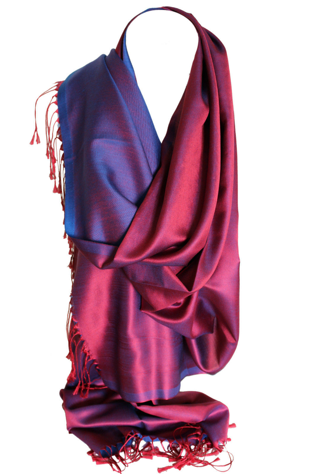 Two Sided Silk Feel Reversible Elegant Wrap Scarf Stole Shawl Hijab ...