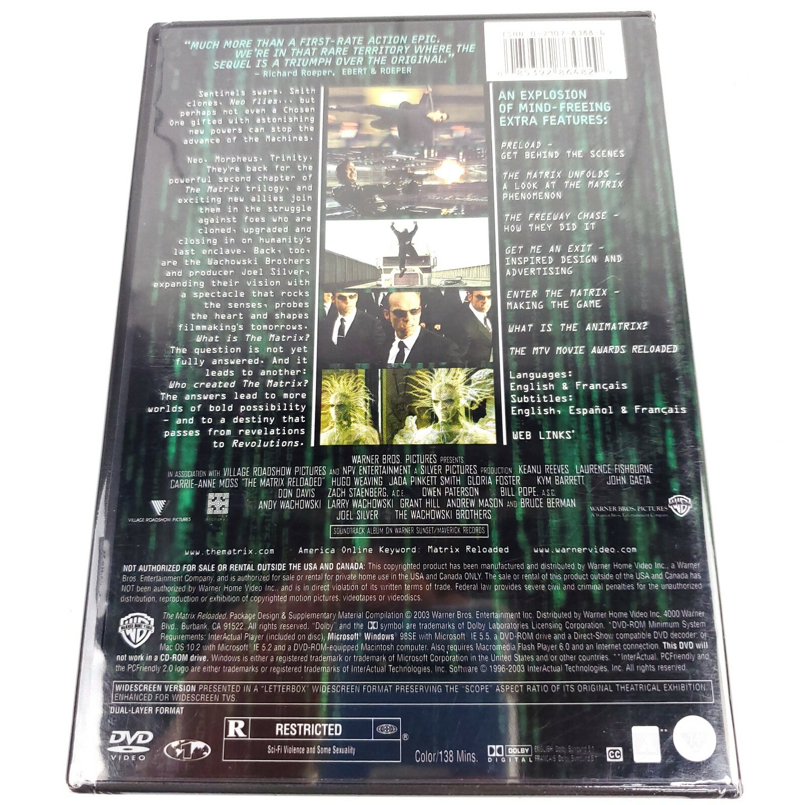 The Matrix Reloaded (DVD, 2003, 2-Disc Set, Widescreen) Brand New ...