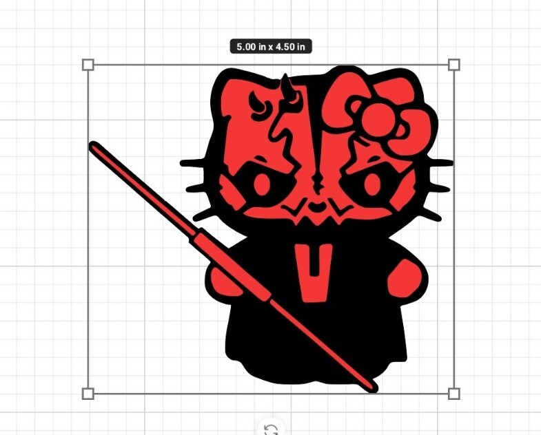 5x4.5 HELLO KITTY DARTH MAUL Style Vinyl Sticker Laptop Star Wars ...