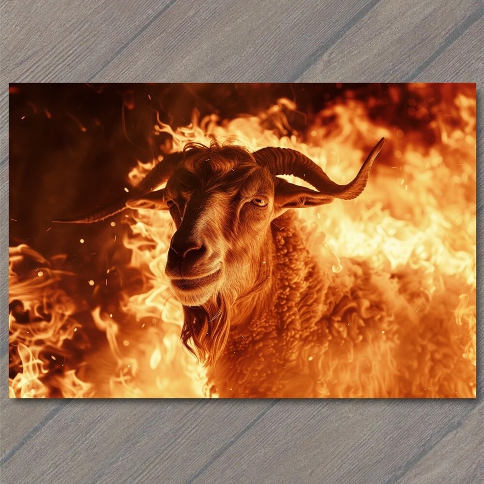 11x17" Goat from Hell Fire Evil Vampire Demon Devil Horn Animal Scary ...