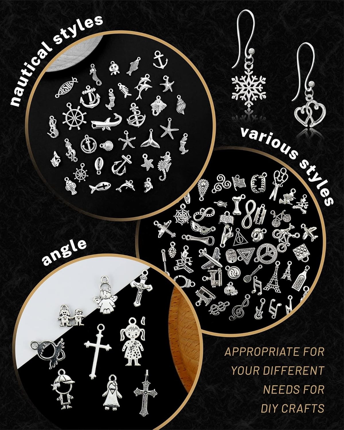 JIALEEY 300 PCS Wholesale Bulk Lots Jewelry Making Charms Mixed Smooth ...