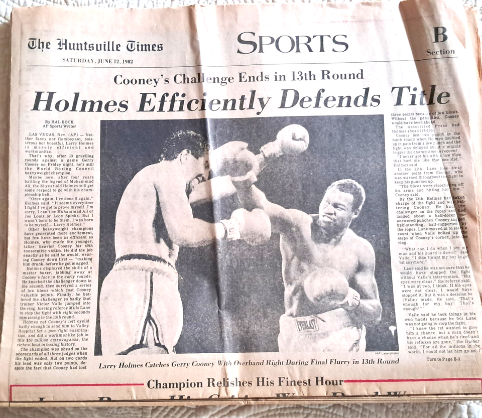 Rare 1978 Spinks vs. Ali & 1982 Holmes vs. Cooney Boxing Sports ...