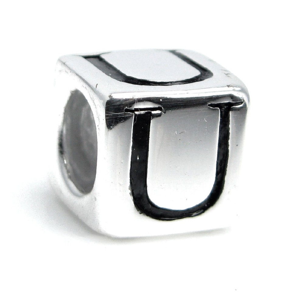 Sterling Silver Letter Alphabet Initial Cube Bead for European Charm ...