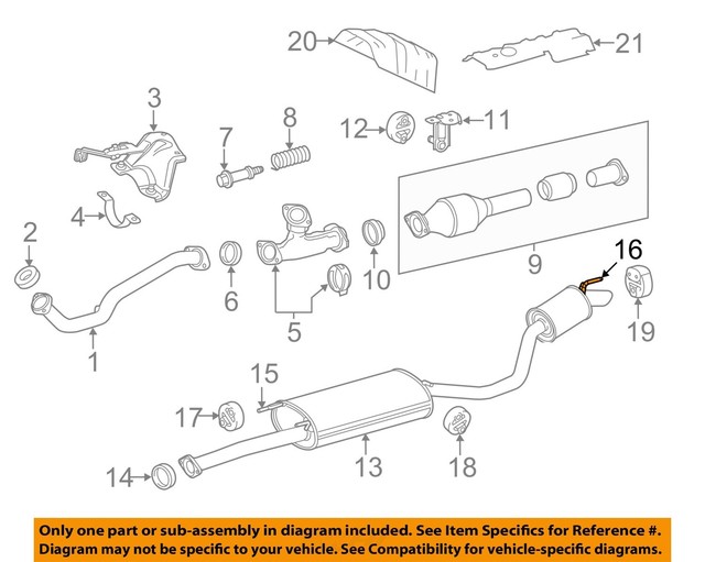 Genuine OEM Exhaust System Hanger Bracket for Toyota 175750P130 for ...