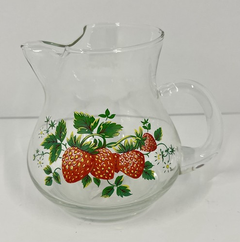 RARE Vintage MCM Mini Small Glass Strawberry Pitcher 4.5” West Virginia ...