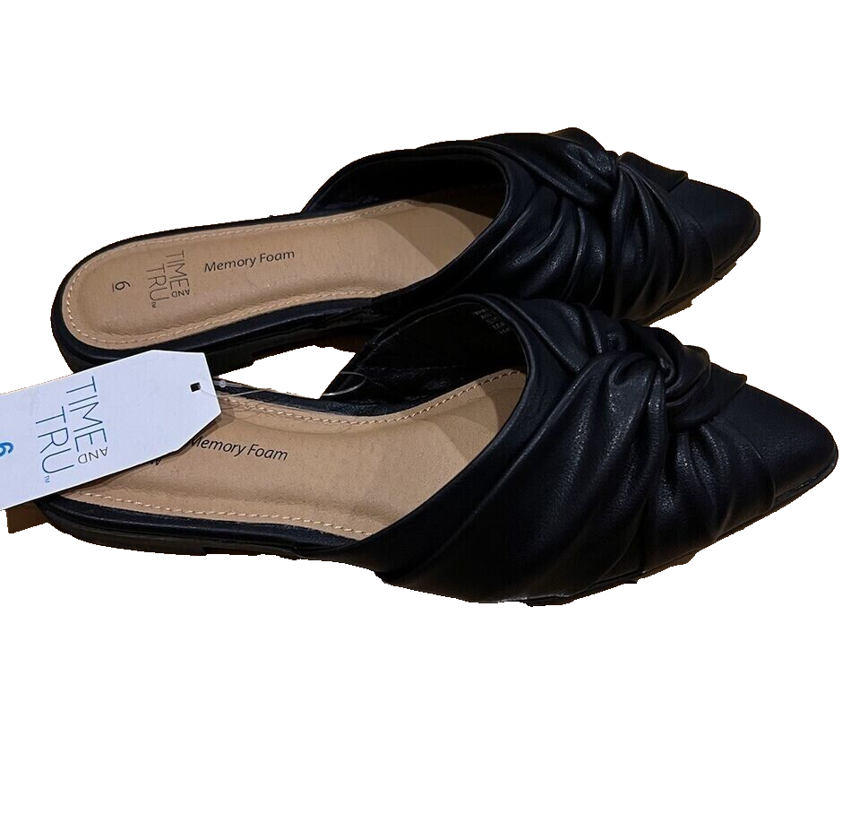 Time and Tru Women's SIZE 6 Slip on Dress Twist Mule COLOR BLACK | eBay