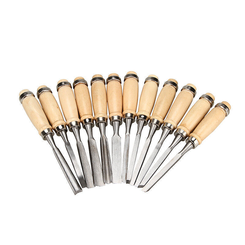 12Piece Steel Wood Carving Hand Chisel Set Woodworking Lathe Gouges ...