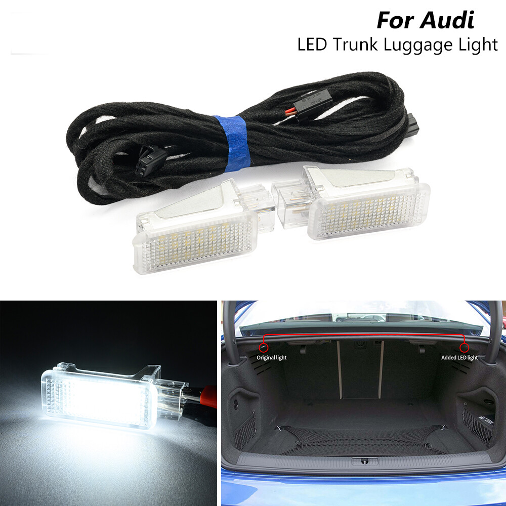 2x LED Trunk Luggage Compartment Light + Wiring For 16-24 Audi A4 S4 B9 ...