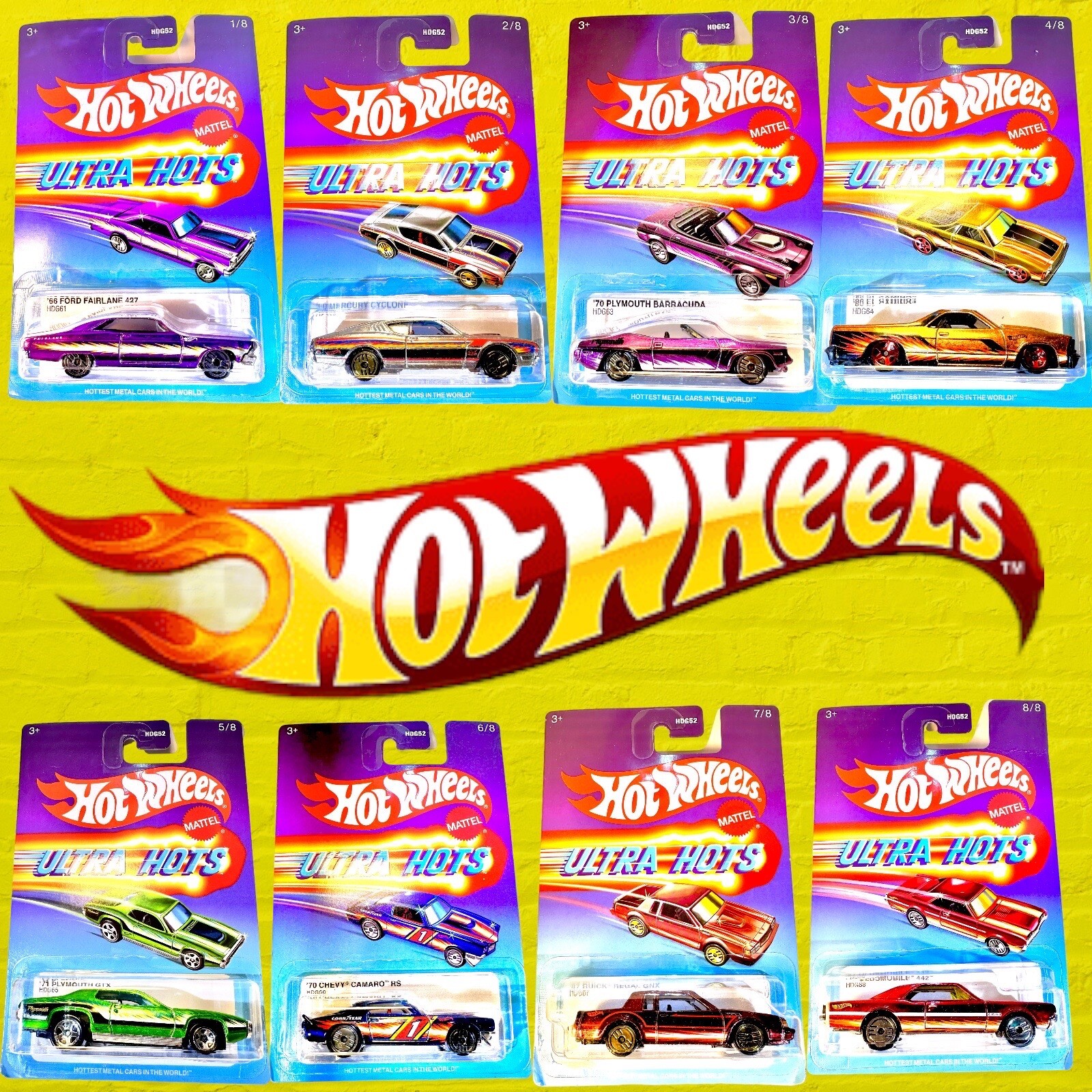 Mattel Hot Wheels Ultra Hots Diecast Toy Cars HDG52 Complete Set of 8 ...