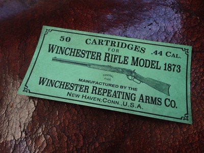 Winchester Rifle Model 1873 LABEL STICKER 44 Cal ammo box 50 cartridges ...
