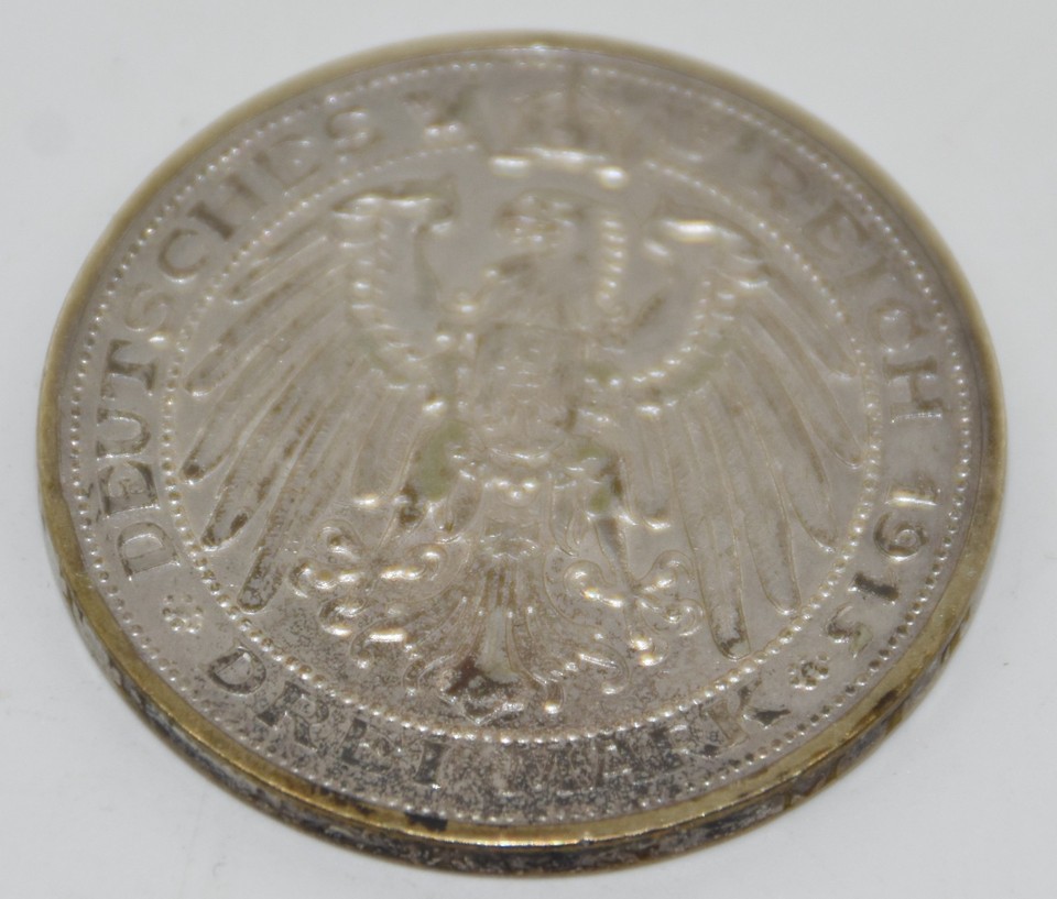 Rarität 3 Mark Münze 1915 A 100 Jahre Zugehörigkeit Mansfeld zu Preußen ...