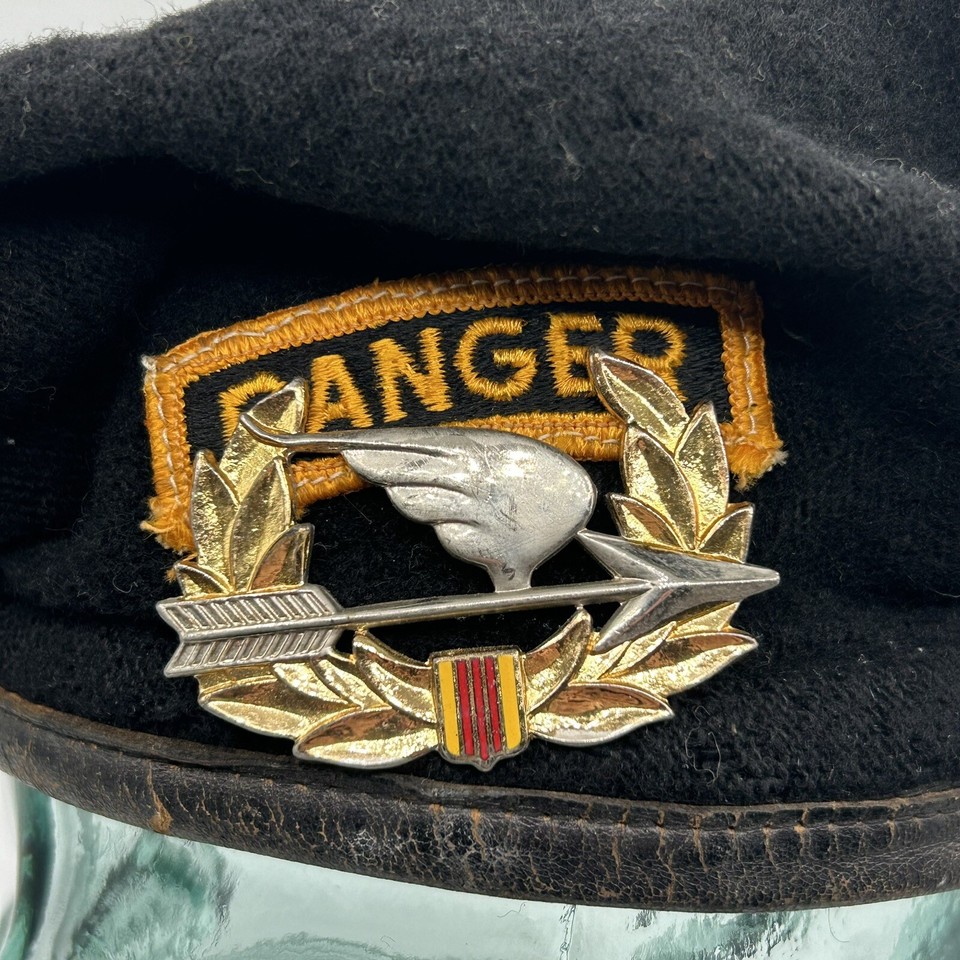 Vintage Army Ranger Beret Black Wool Normandy Basque ARVN Pin | eBay