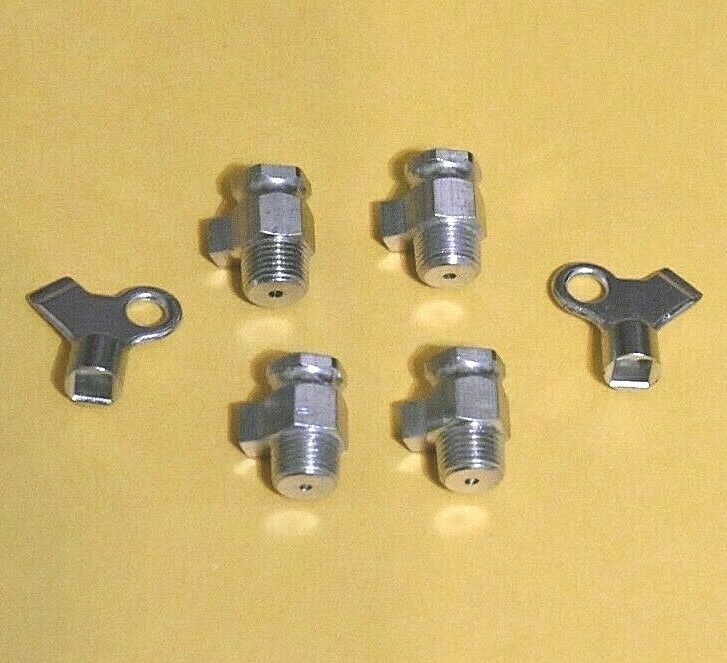 4 Radiator Nickel Plated Brass Air Vent Bleeder Coin Valves 1/8" MIP ...