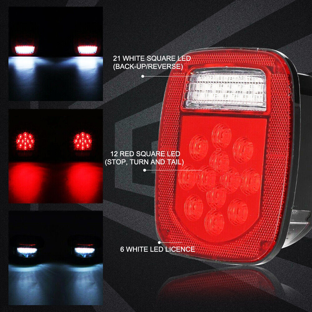 Pair For Jeep Wrangler TJ CJ YJ Smoked LED Tail Lights Brake/Turn ...
