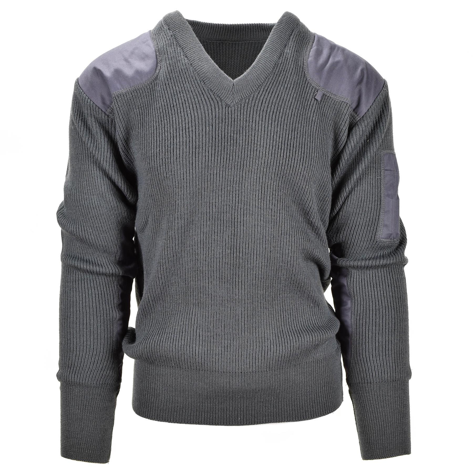 Italian Military pullover gray wool commando V-neck sweater reinforced ...
