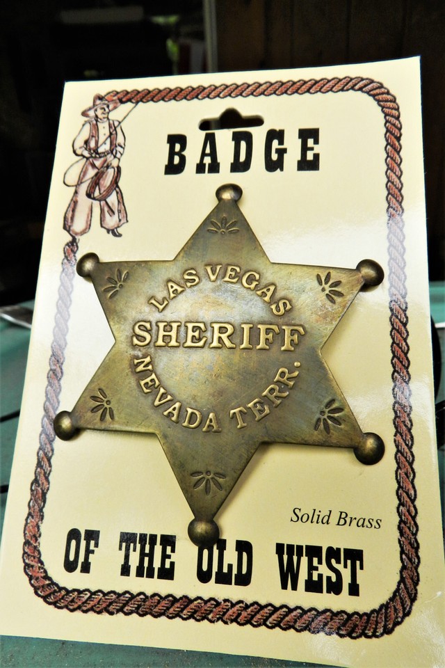 LAS VEGAS SHERIFF NEVADA TERR. Badge 6 point STAR Pin Old West 3.5 ...