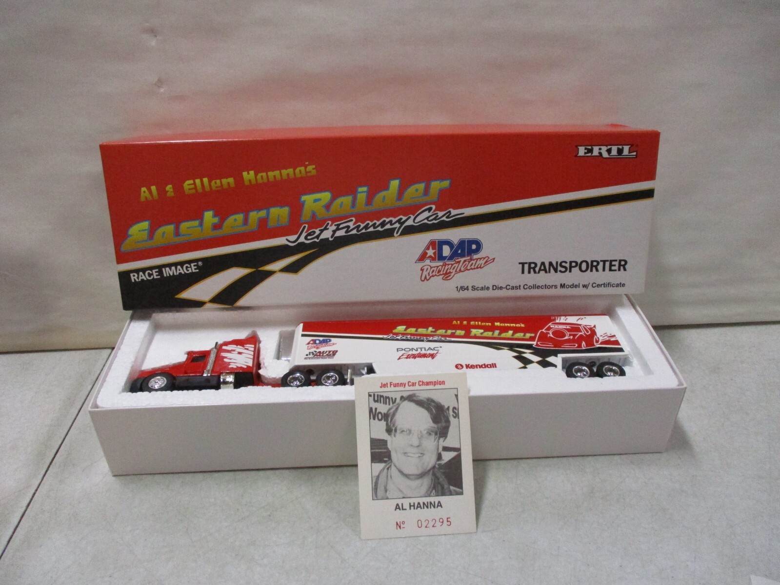 1992 Ertl Al & Ellen Hanna's Eastern Raider Jet Funny Car Transporter 1 ...
