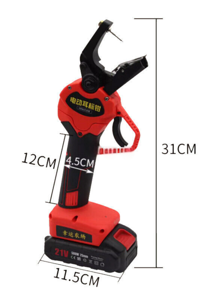 Farm Animal Electric Ear Tag Plier Pig Cattle Ear Tag Applicator w/2 ...